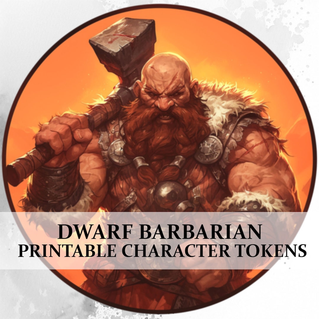 78 Dwarf Barbarian Character Tokens for Dnd, Printable Male & Female ...