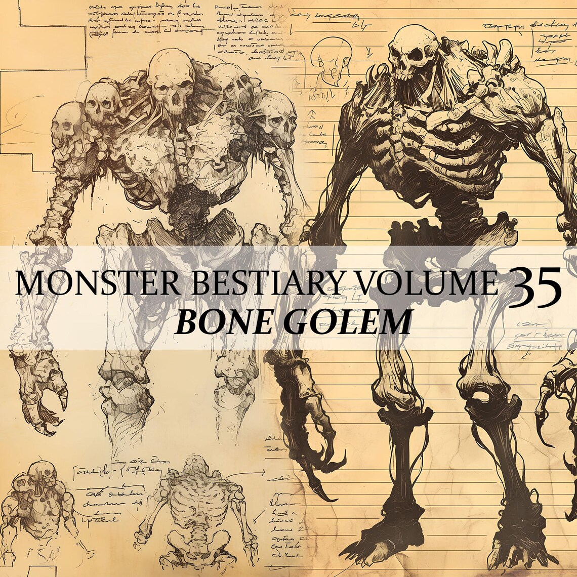 9 Page Monster Bestiary Chapter 35, Monster Encyclopedia Vol 35, 9 JPG Bone Golem Bestiary ...