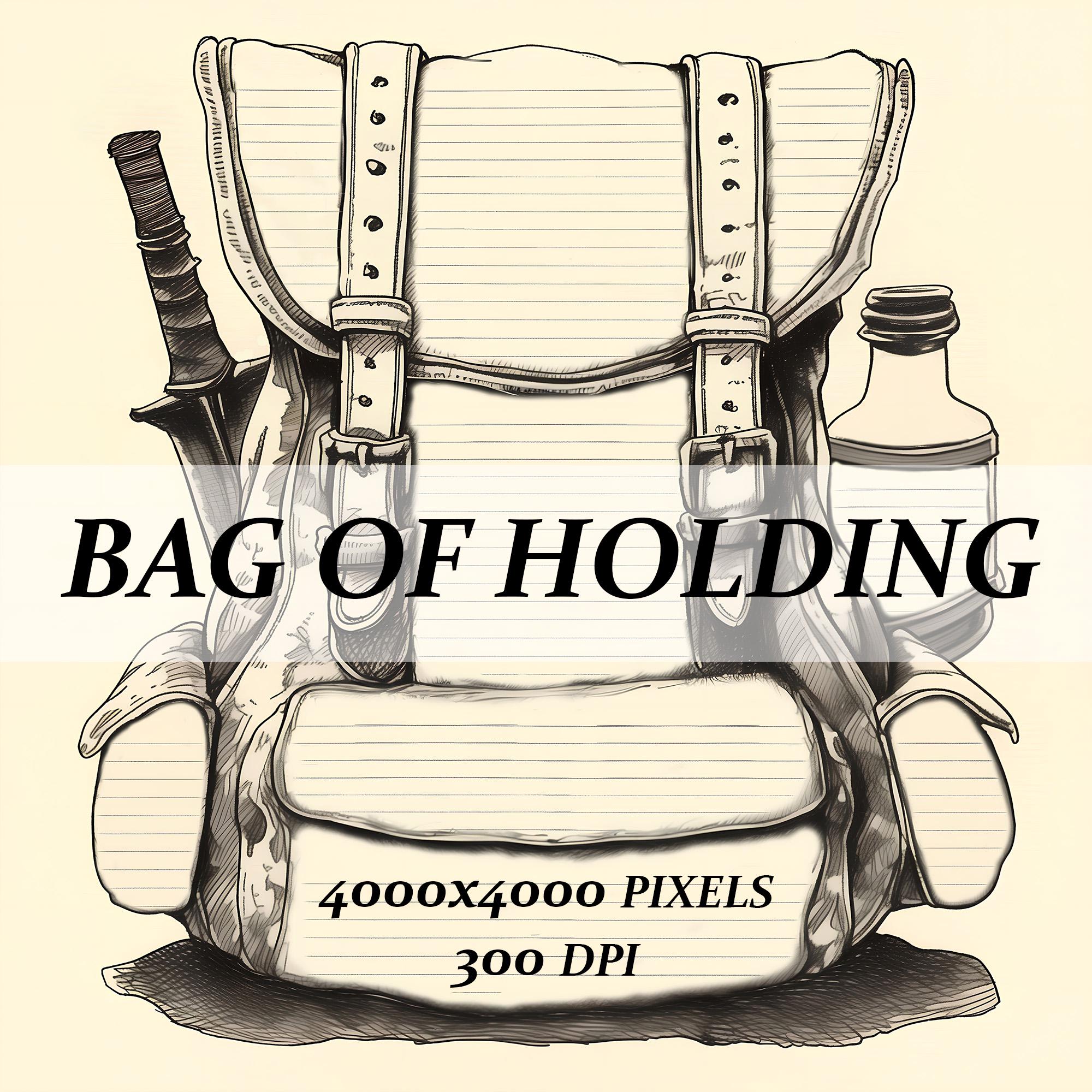 Bag of Holding for Dnd, (practical Inventory Sheet), Blank Bag of ...