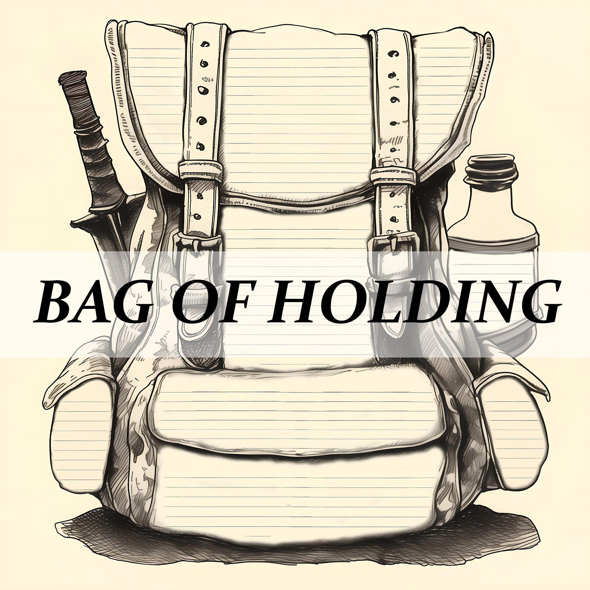 Bag of Holding for Dnd, (practical Inventory Sheet), Blank Bag of ...