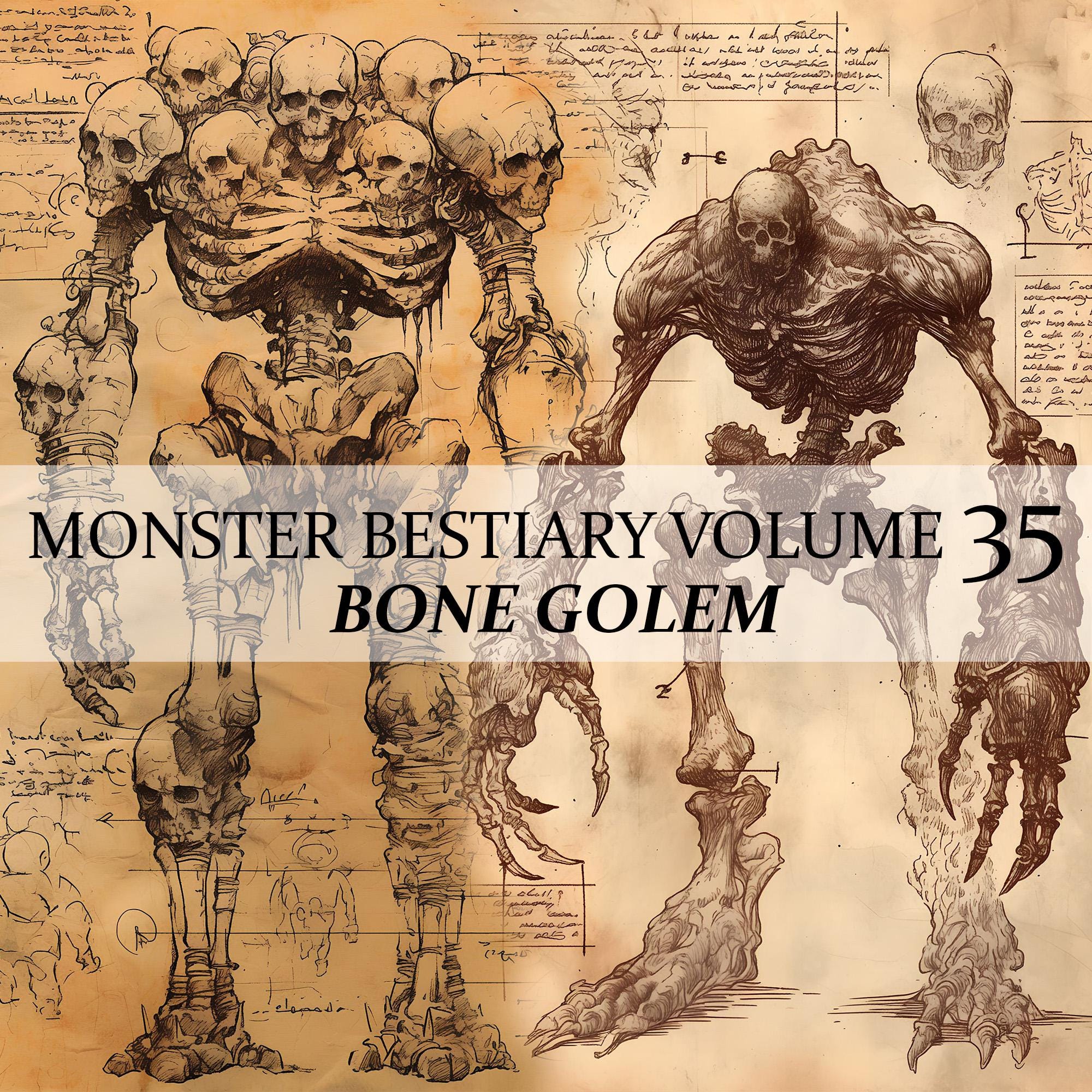 9 Page Monster Bestiary Chapter 35, Monster Encyclopedia Vol 35, 9 JPG Bone Golem Bestiary ...