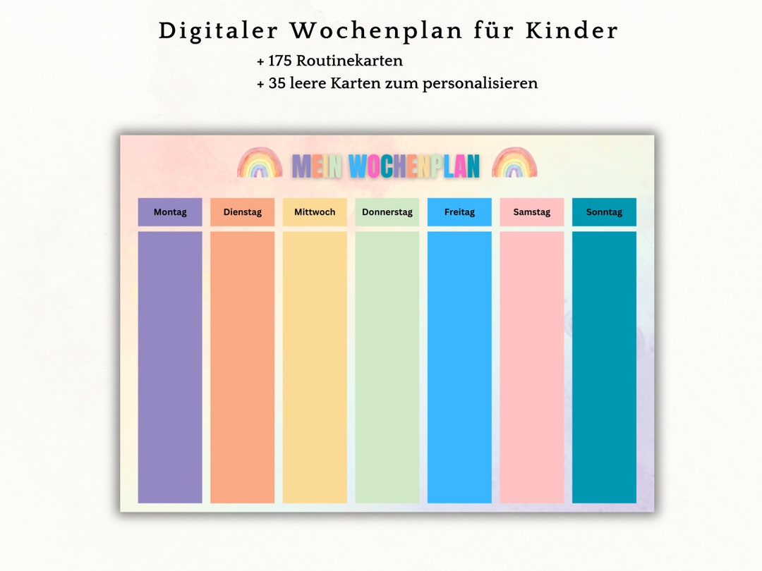Wochenplan für Kinder digitaler Wochenplan Montessori Wochenplaner ...
