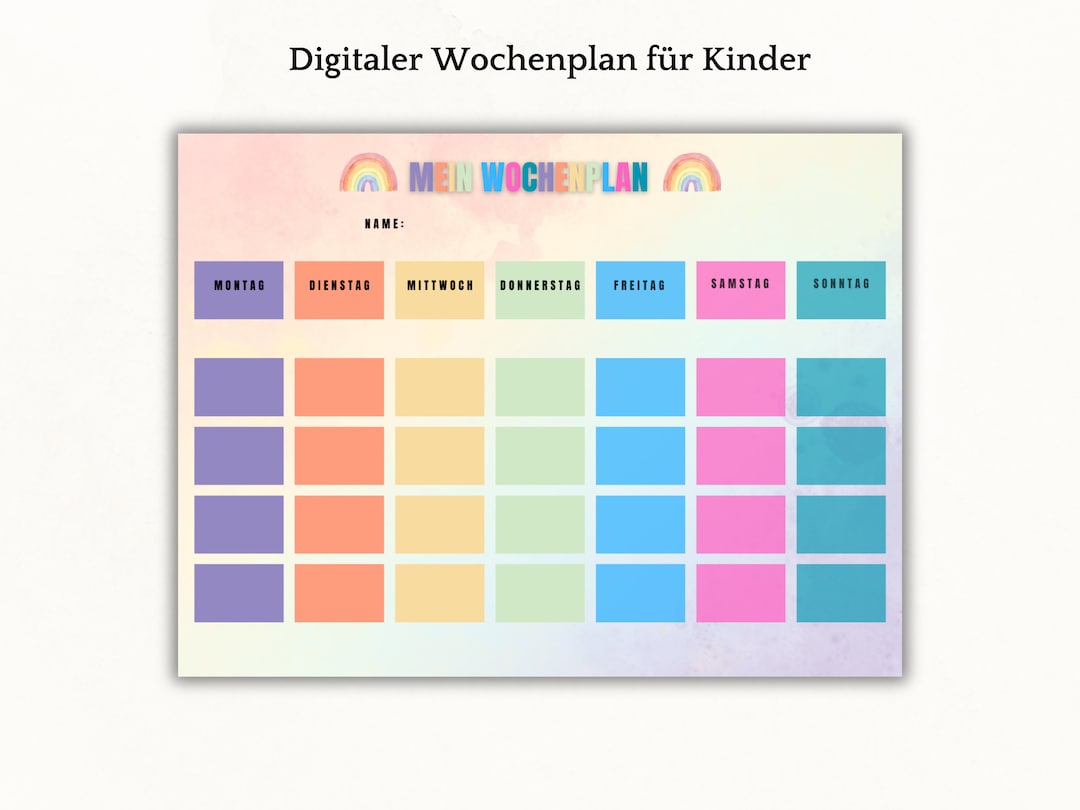 Wochenplan Für Kinder Digitaler Wochenplan Montessori - Etsy