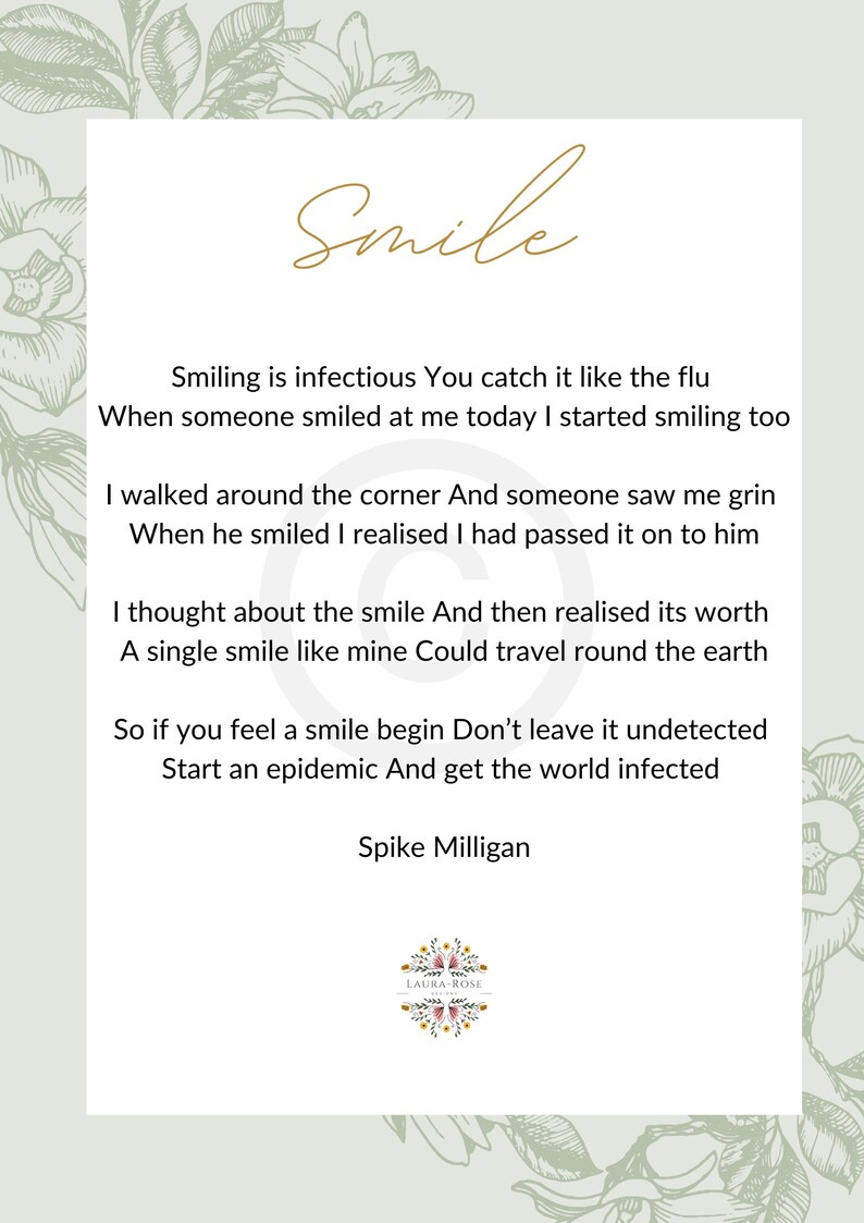 Smile Poem Poster Print - Etsy