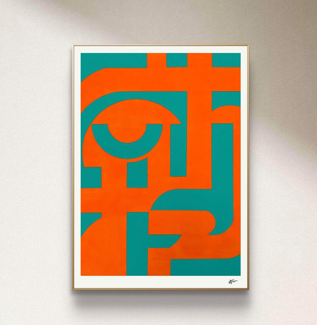 Orange Mechanic - Cubist Wall Art Print | Cubist Wall Poster | Colorful ...
