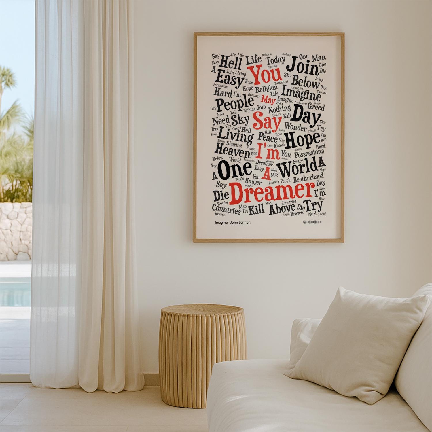 Imagine Typographic Song Lyrics Poster – Minimalist Song Lyrics Art ...