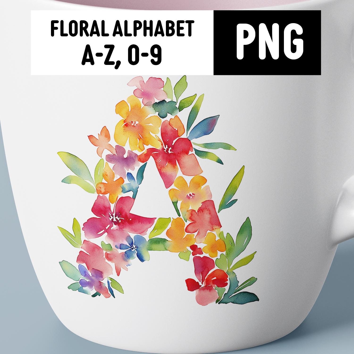 Watercolor Floral Alphabet PNG | Flower Letters & Numbers | A-Z, 0-9 ...