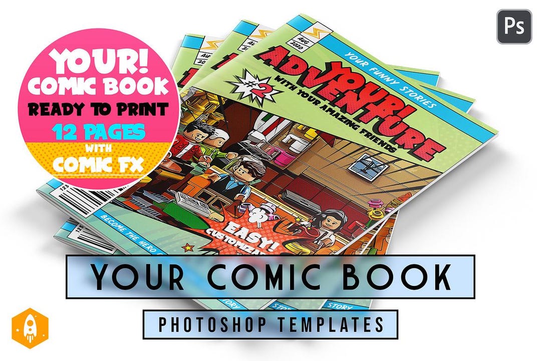 Comic Book Maker Templates: Halftone Effect, Ready to Print (PSD, A5 ...