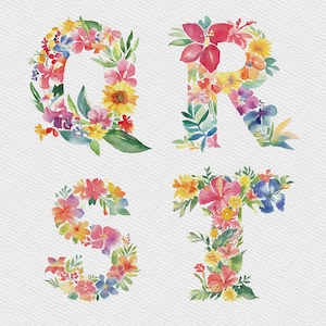 Watercolor Floral Alphabet PNG | Flower Letters & Numbers | A-Z, 0-9 ...