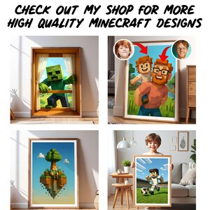 Minecraft Enderman & Villager Wall Art – Block Pixel Poster for Kids ...