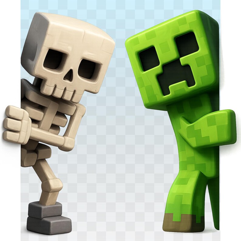 Peeking Game Characters Clipart: Blocky Pixel Art PNG (digital Download ...