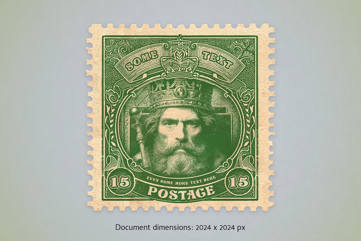 Editable Postage Stamp Template – Vintage Engraving Effect, Photoshop ...