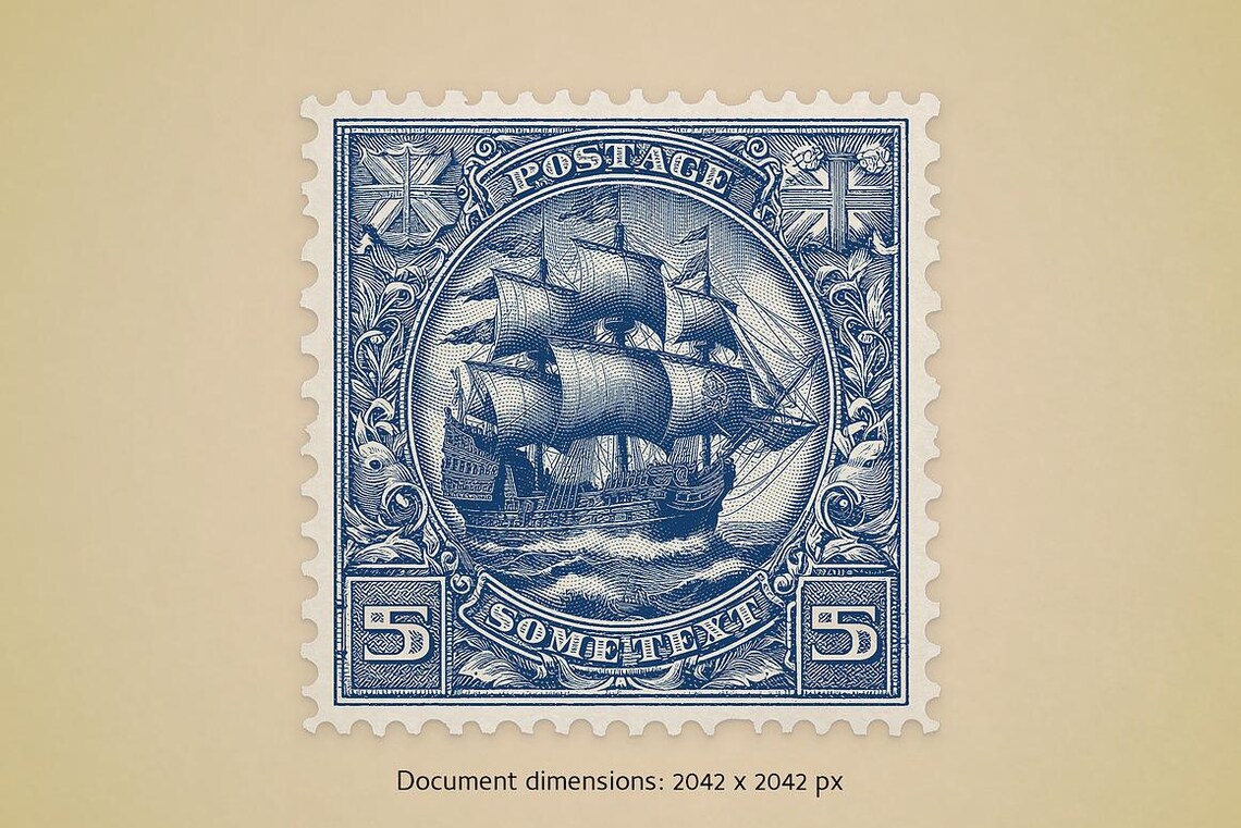 Editable Postage Stamp Template – Vintage Engraving Effect, Photoshop ...