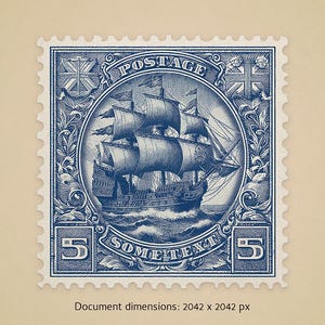 Editable Postage Stamp Template – Vintage Engraving Effect, Photoshop ...