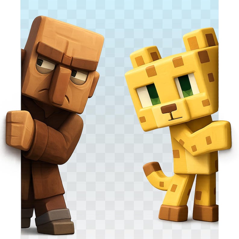 Peeking Game Characters Clipart: Blocky Pixel Art PNG (digital Download ...