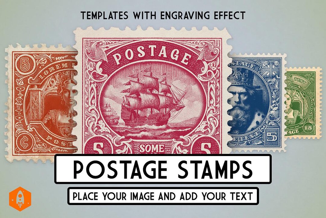 Editable Postage Stamp Template – Vintage Engraving Effect, Photoshop ...