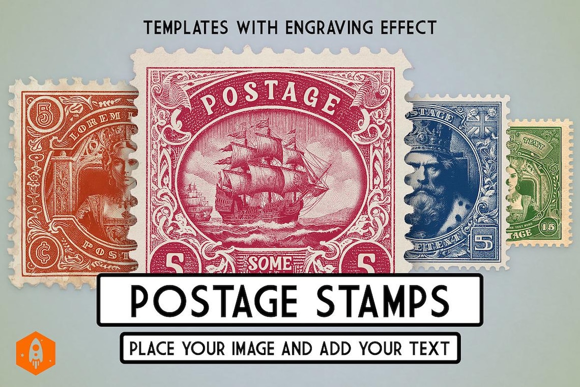 Editable Postage Stamp Template – Vintage Engraving Effect, Photoshop ...