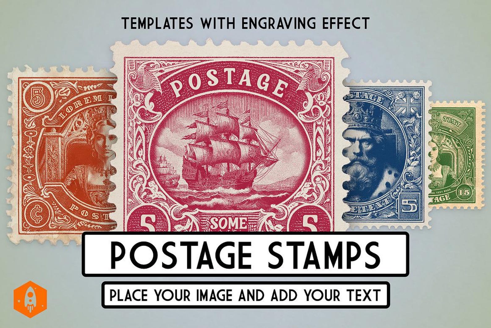 Editable Postage Stamp Template – Vintage Engraving Effect, Photoshop ...
