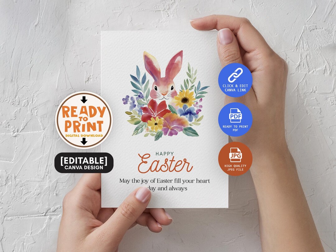 Editable Easter Card No:8 | Printable Easter Greeting Card | Digital ...