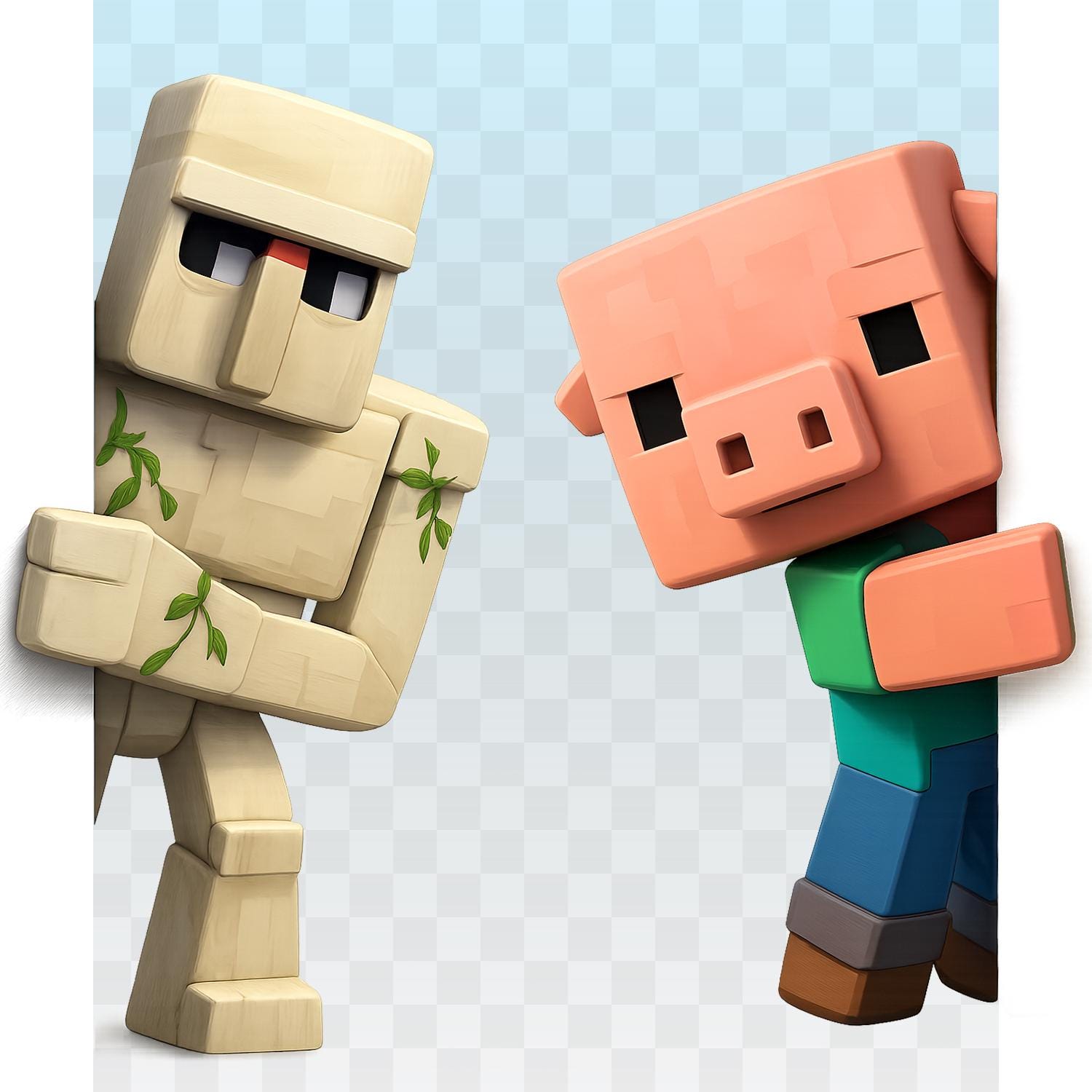 Peeking Game Characters Clipart: Blocky Pixel Art PNG (digital Download ...