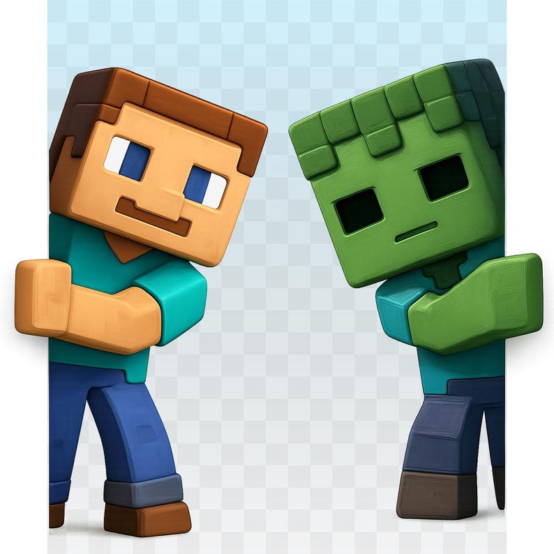 Peeking Game Characters Clipart: Blocky Pixel Art PNG (digital Download ...