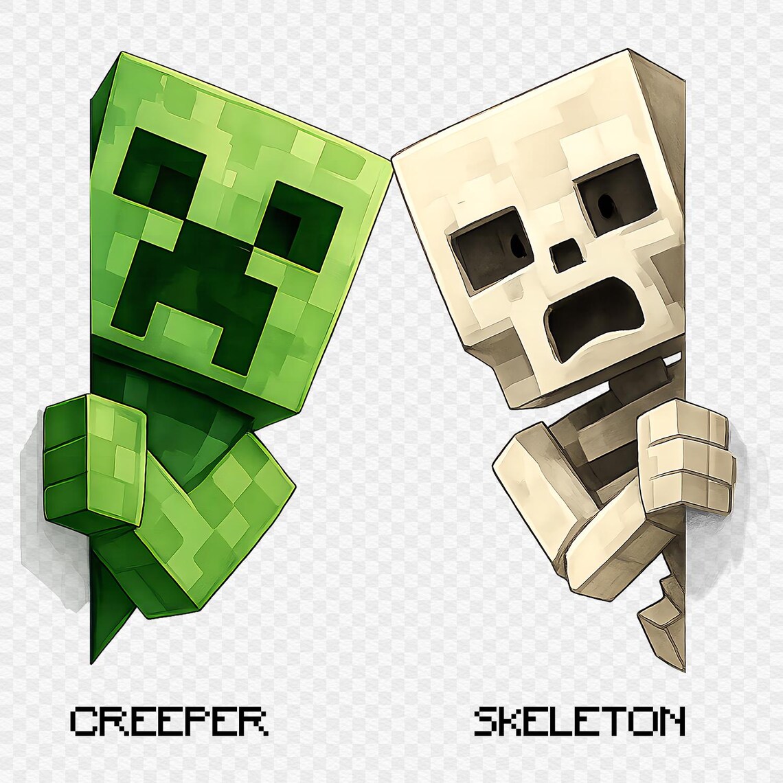 12 Peeking Minecraft Characters PNG – Minecraft Game Clipart ...