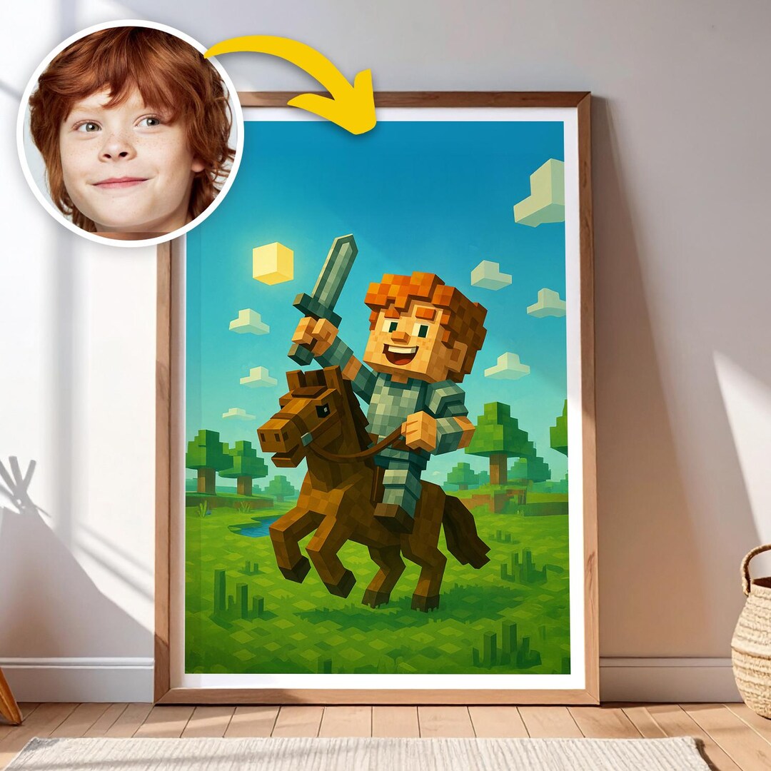 Custom Personalized Blocky Style Gamer Portrait From Photo ...