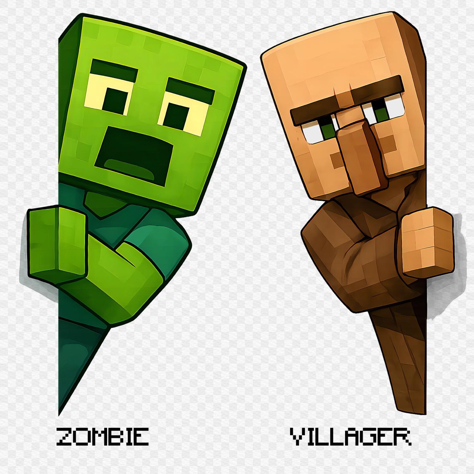 12 Peeking Minecraft Characters PNG – Minecraft Game Clipart ...