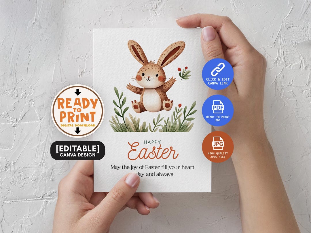 Editable Easter Card No:6 | Printable Easter Greeting Card | Digital ...
