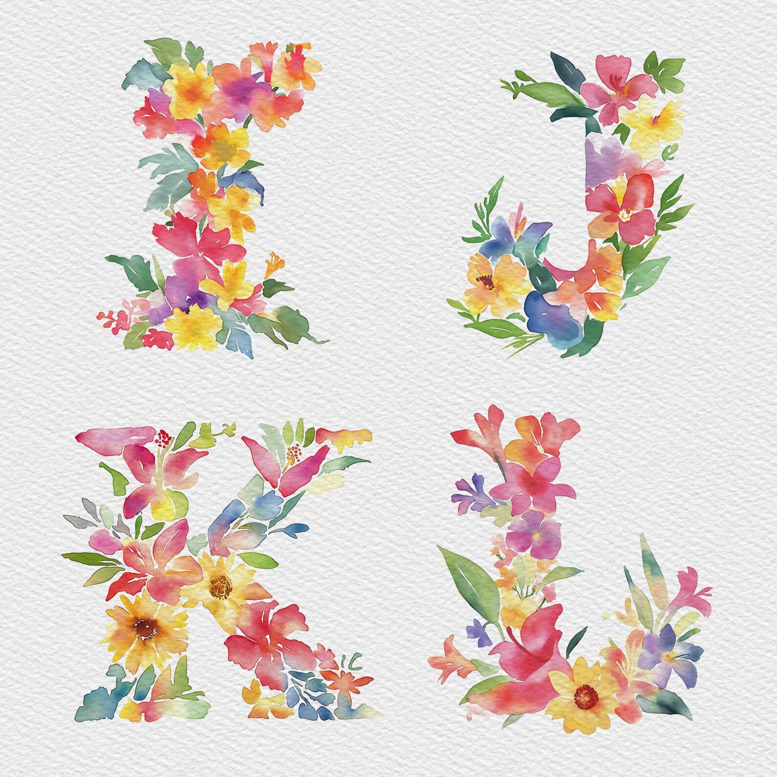 Watercolor Floral Alphabet PNG | Flower Letters & Numbers | A-Z, 0-9 ...
