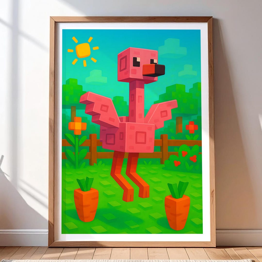 Roblox Flamingo Poster: Grow A Garden Pet Illustration (digital ...