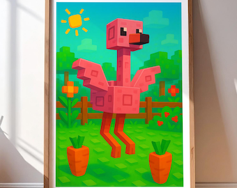 Roblox Flamingo Poster: Grow A Garden Pet Illustration (digital ...
