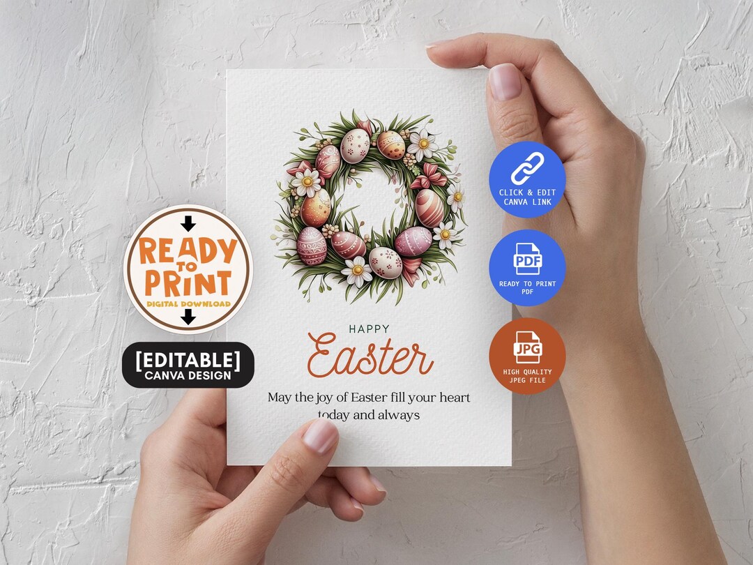 Editable Easter Card | Printable Easter Greeting Card | Digital Happy ...