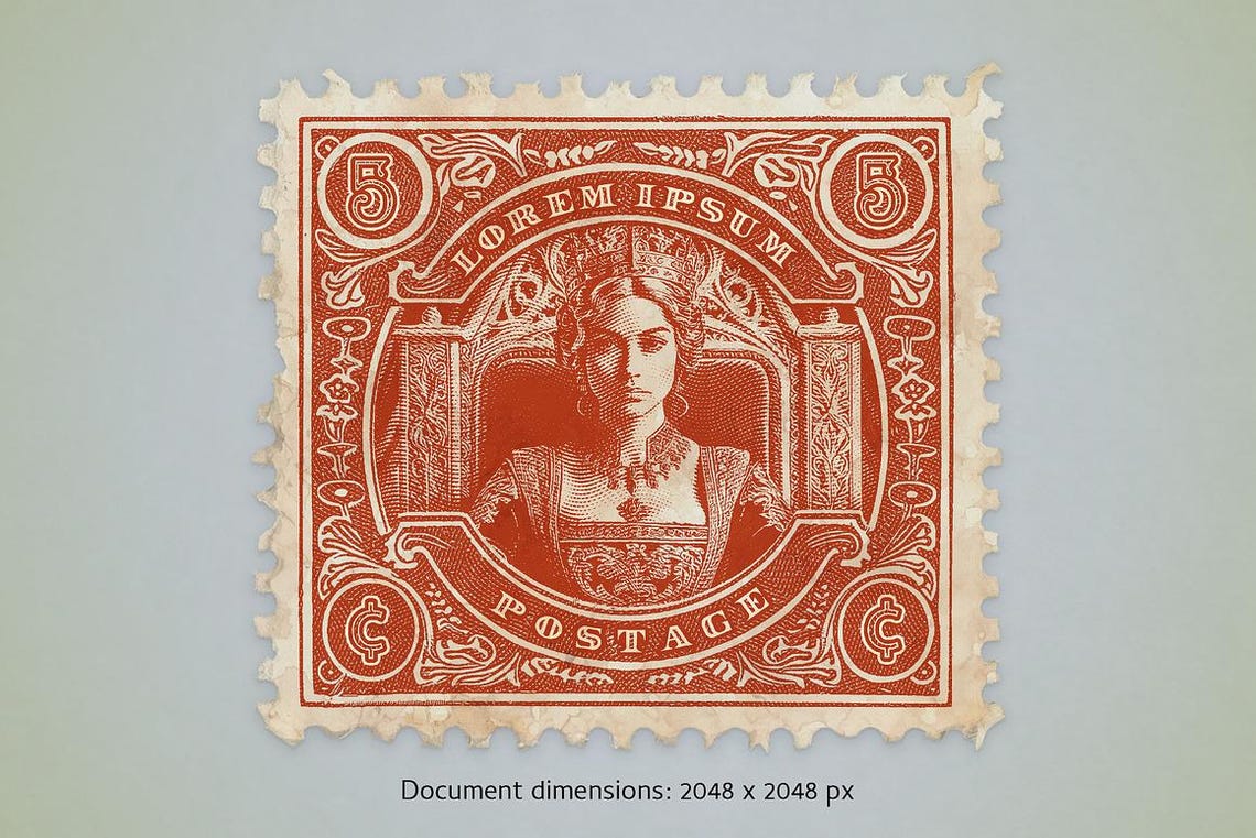 Editable Postage Stamp Template – Vintage Engraving Effect, Photoshop ...