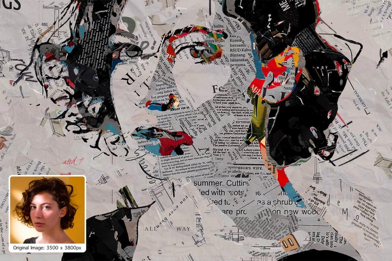 Magazine Paper Collage Effect Photoshop Action: Portrait & Art - Etsy
