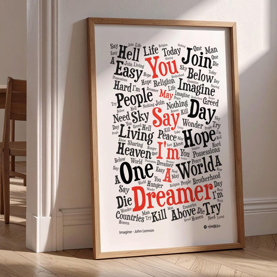 Imagine Typographic Song Lyrics Poster – Minimalist Song Lyrics Art ...
