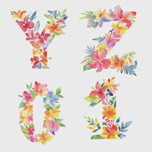 Watercolor Floral Alphabet PNG | Flower Letters & Numbers | A-Z, 0-9 ...