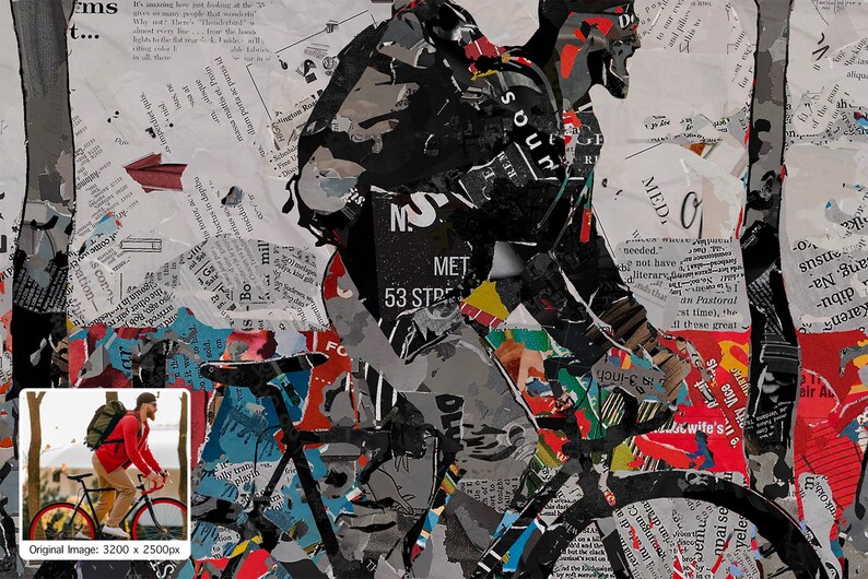 Magazine Paper Collage Effect Photoshop Action: Portrait & Art - Etsy