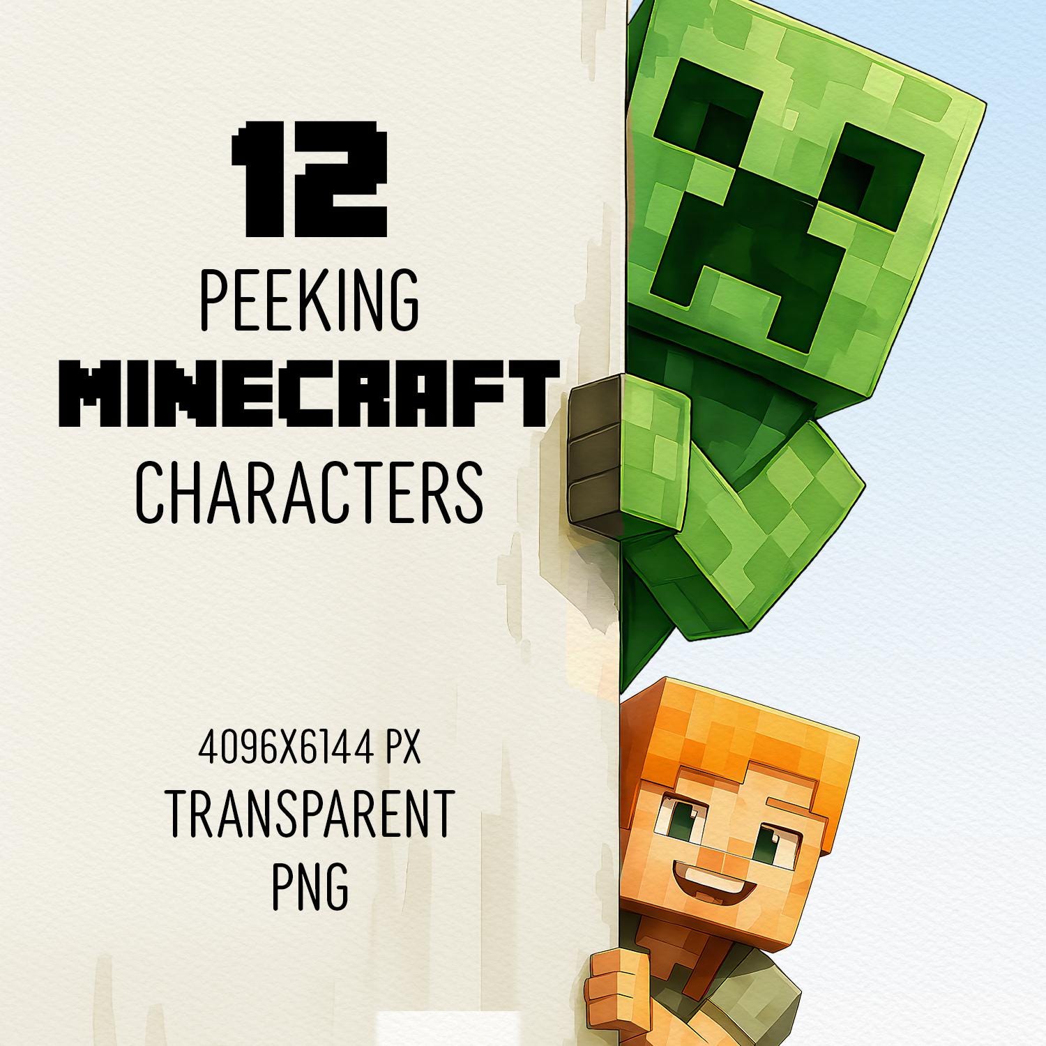 12 Peeking Minecraft Characters PNG – Minecraft Game Clipart ...