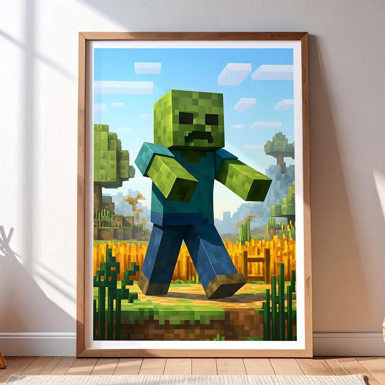 6 Minecraft Wall Art | Block Pixel Art Poster for Bedroom & Gaming Room ...