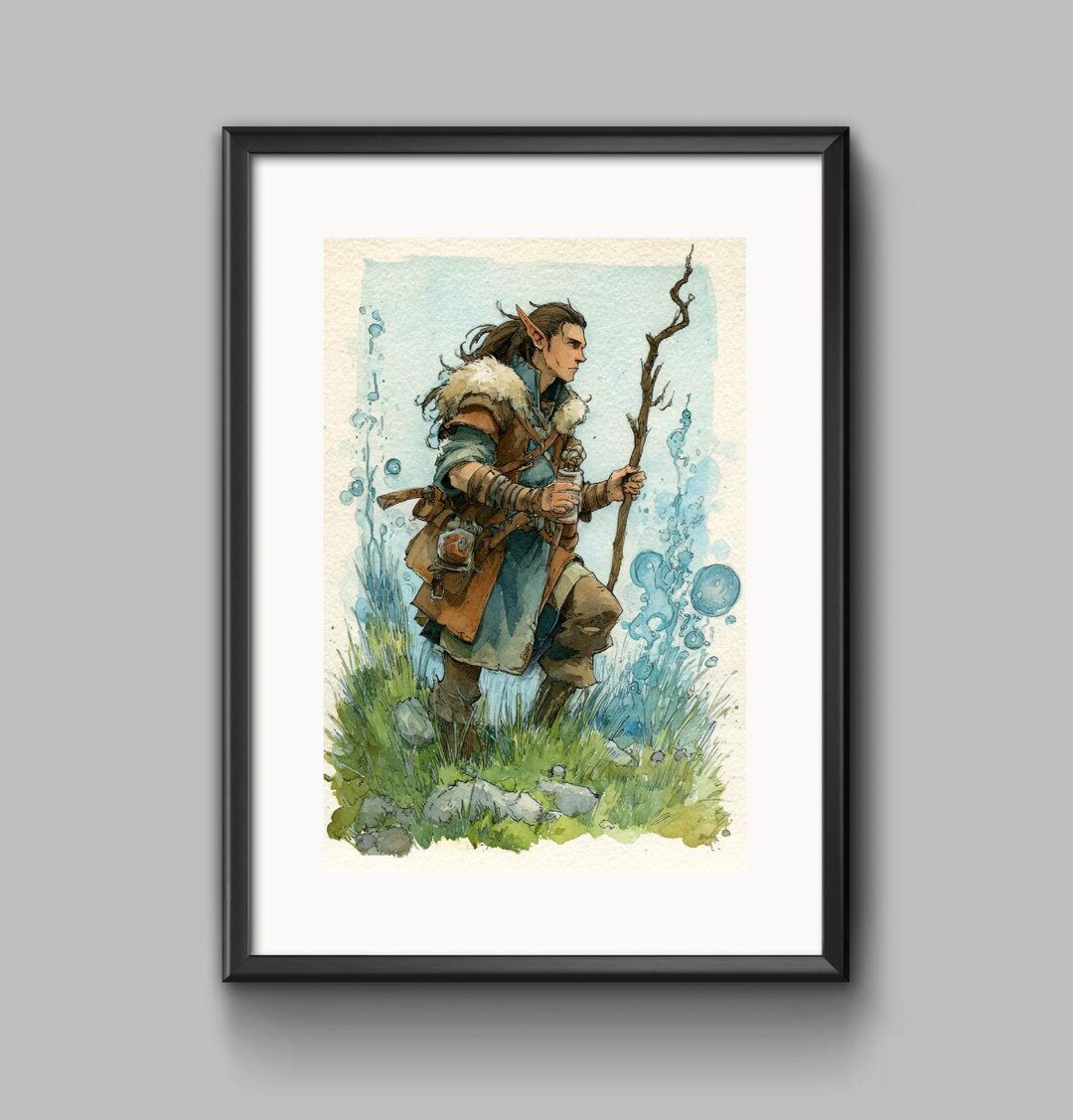 A4 Poster - Watercolor Art for Dnd Dungeons and Dragons - Elf Druid ...