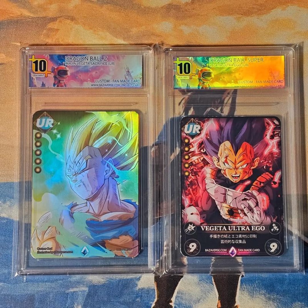 Lot 2x Grade 10 - Majin Vegeta & Ultra Ego Art Ultra Rare TCG Card Game ...