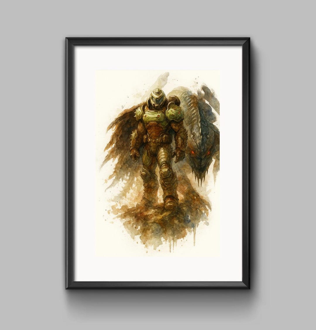 Doom the Dark Ages Inspired Watercolor A4 Poster Print - Custom Fan ...