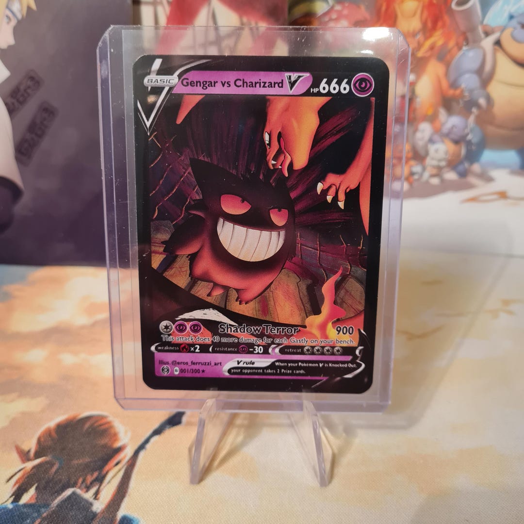 Custom Fanmade Card - Gengar Vs Charizard V - Bazaverse Exclusive High ...
