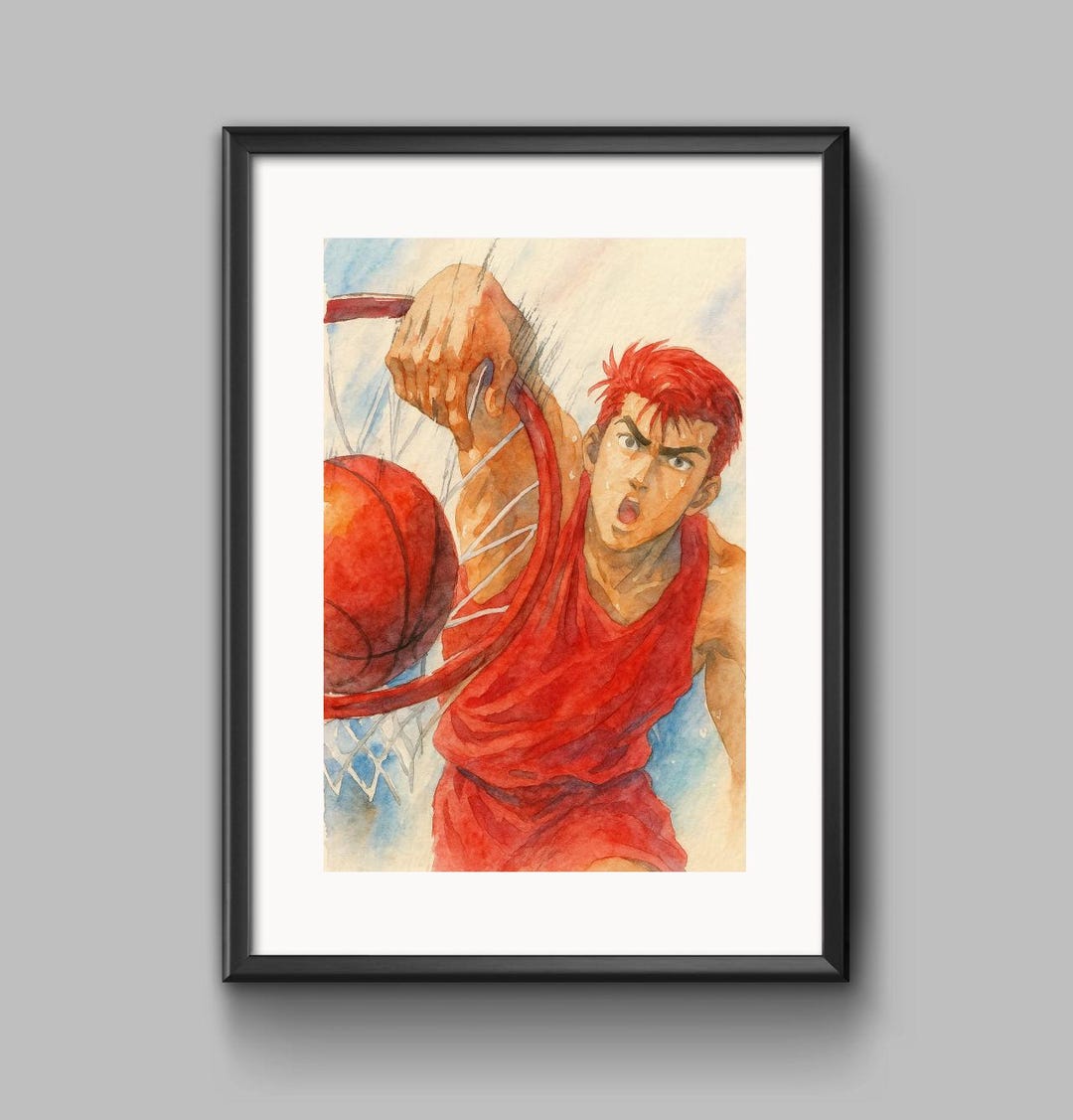 Slam Dunk Inspired A4 Watercolor Poster Print - Custom Fan Made Fan Art ...