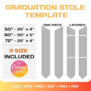 Graduation Stole Template, BUNDLE, Grad Stole Svg, Editable, Svg ...
