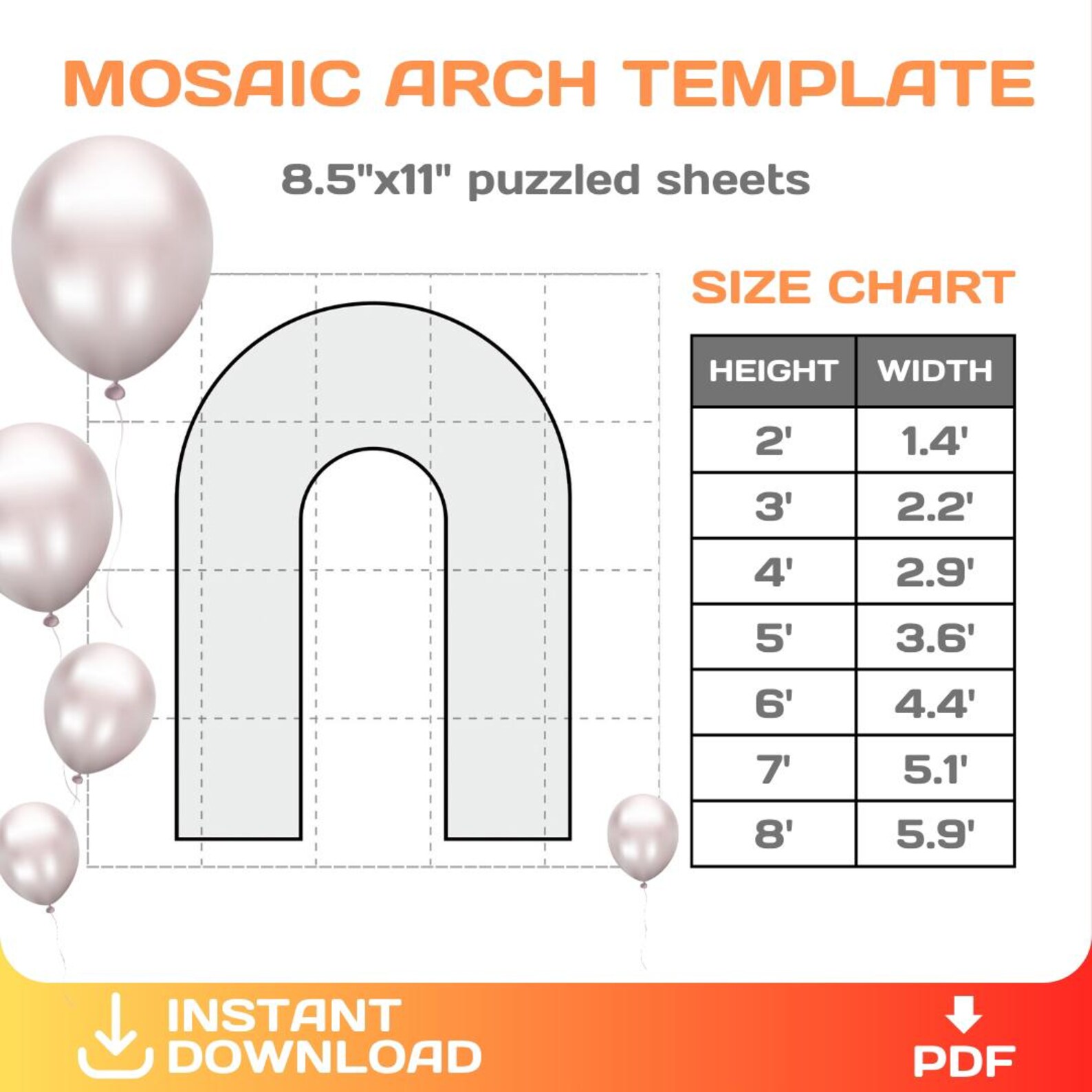 Arch Prop Template, DIY, Mosaic From Balloons, Archway Marquee, Arch ...