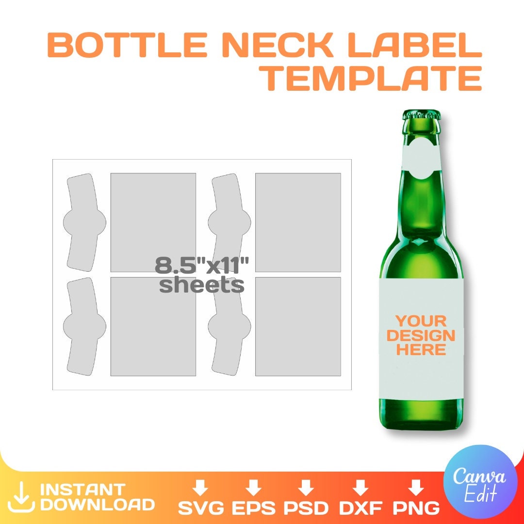 Beer Label Blank Template, Editable, Bottle Beer Neck Label Template, Svg, Cricut, Png, Canva ...