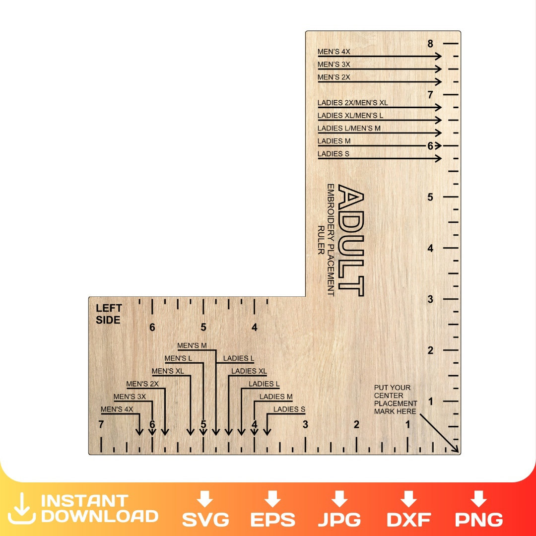 Machine Embroidery Logo Placement Guides, Svg, Pdf, Png, for Adult Size ...