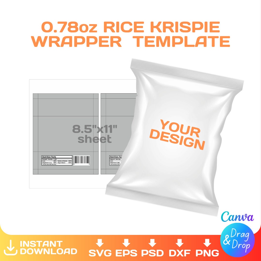 Rice Krispies Wrapper Blank Template, 0.78 Oz ( 0.22 Gr ), DIY, Custom ...